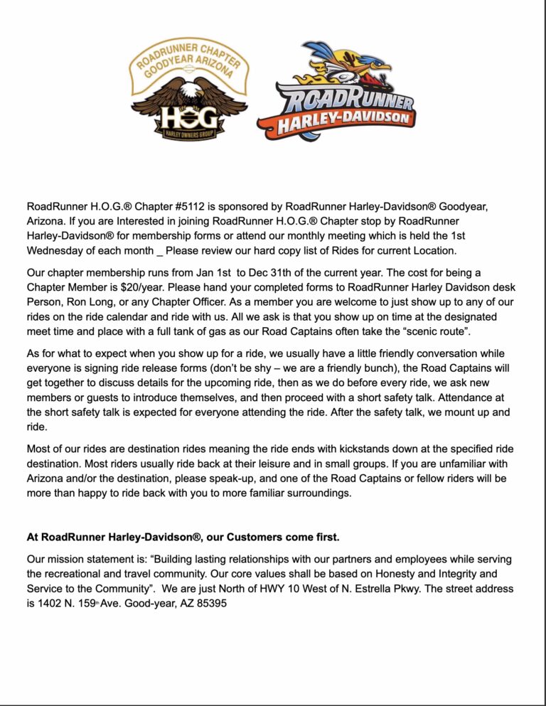 RoadRunner H.O.G. Chapter 5112